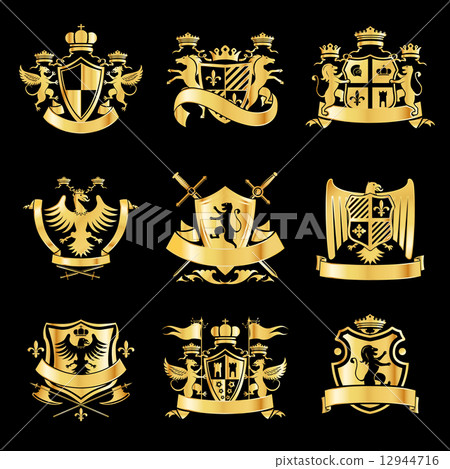Heraldic golden emblems - Stock Illustration [12944716] - PIXTA