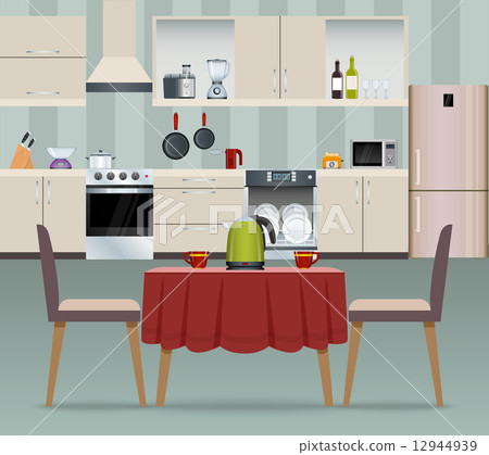Kitchen interior poster - Stock Illustration [12944939] - PIXTA