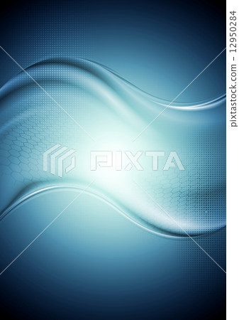 Blue tech wavy background - Stock Illustration [12950284] - PIXTA