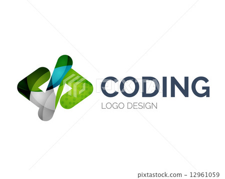 Code icon logo design made of color pieces - Stock Illustration ...