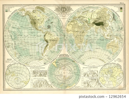 The early 20 th century old map "World Map" - Stock Illustration ...