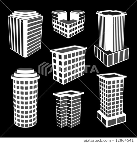 3D Office Buildings Icons. Vector Illustration. - Stock Illustration ...