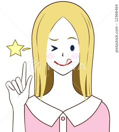 Women point wink - Stock Illustration [12966464] - PIXTA