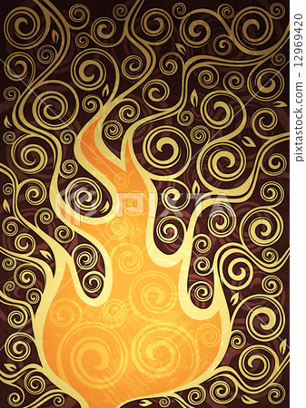 Abstract vintage floral fire background - Stock Illustration [12969420 ...