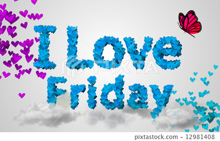 I love Friday Particles blue Heart Shape 3D - Stock Illustration ...