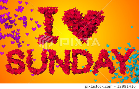 I love Sunday Particles Heart Shape 3D orange... - Stock Illustration ...