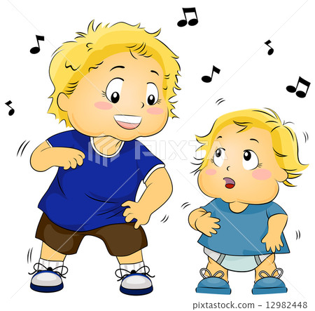Kid Teaching Baby to Dance - Stock Illustration [12982448] - PIXTA