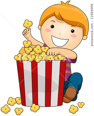Boy with Popcorn - Stock Illustration [12984009] - PIXTA