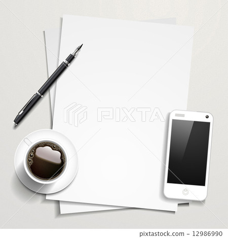pen, paper, coffee - Stock Illustration [12986990] - PIXTA