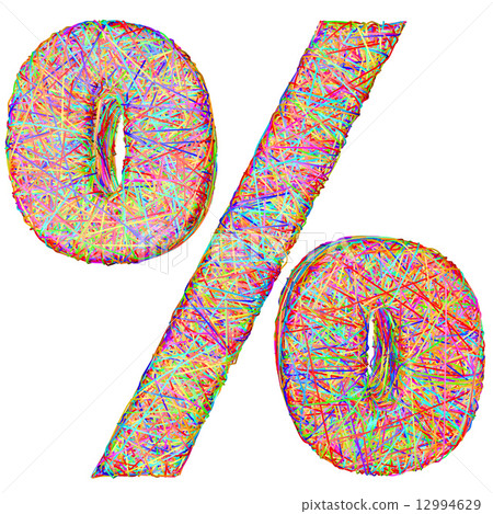 Percent sign composed of colorful striplines... - Stock Illustration ...