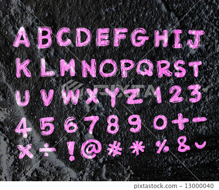 Hand drawn letters font written on wall texture...-插圖素材 [13000040 ...