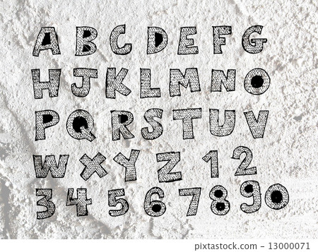 Hand drawn letters font written on wall texture... - Stock Illustration ...