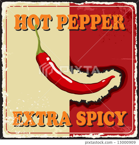Vintage extra spicy poster chili pepper. Vector - Stock Illustration ...