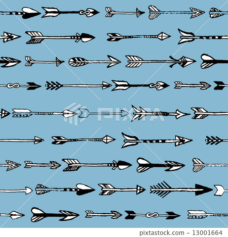 Hand drawn black and white arrows seamless... - Stock Illustration ...