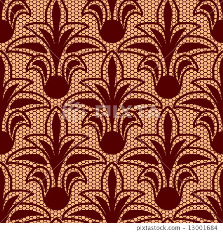 Seamless brown floral lace pattern on beige... - Stock Illustration ...