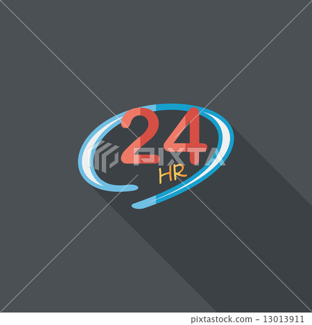 24 hours shop open flat icon with long... - Stock Illustration ...