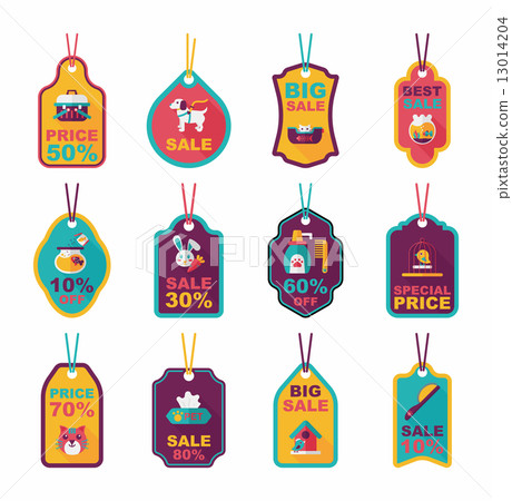 Pet tag flat banner design background set, eps10 - Stock Illustration ...