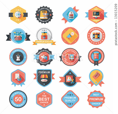 shopping badge flat design background set, eps10 - Stock Illustration ...