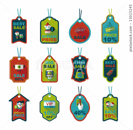 shopping tag banner flat design background set,... - Stock Illustration ...