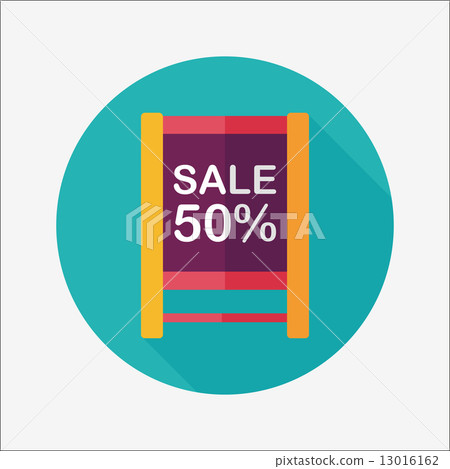 shopping sale sign flag flat icon with long... - Stock Illustration ...