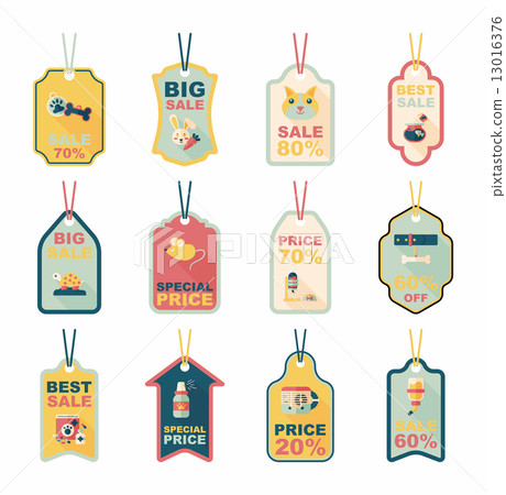 Pet tag flat banner design background set, eps10 - Stock Illustration ...