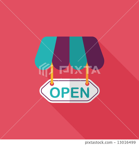 shopping store sign flat icon with long... - Stock Illustration ...