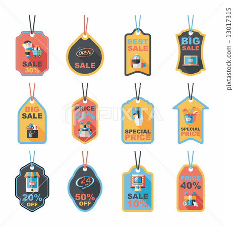 shopping tag banner flat design background set,... - Stock Illustration ...