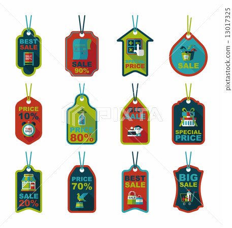 shopping tag banner flat design background set,... - Stock Illustration ...