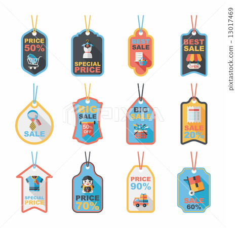 shopping tag banner flat design background set,... - Stock Illustration ...