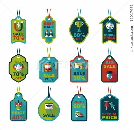 school tag flat banner background set, eps10 - Stock Illustration ...