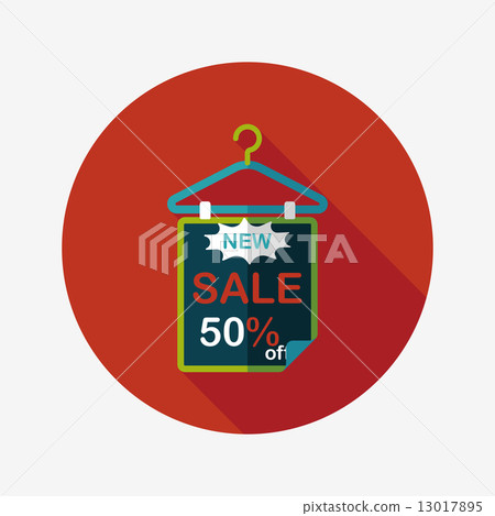 shopping sale sign flag flat icon with long... - Stock Illustration ...