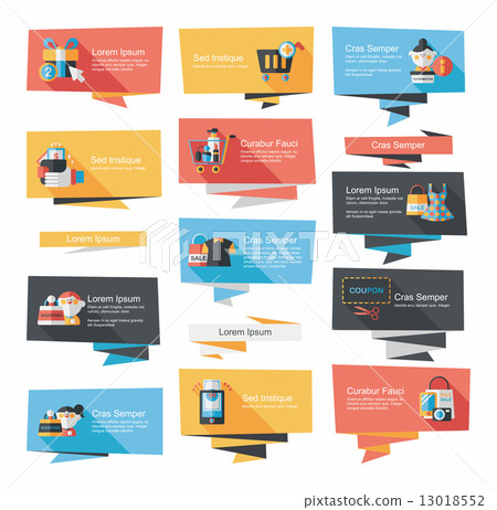 shopping banner flat design background set, eps10 - Stock Illustration ...