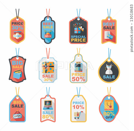 shopping tag banner flat design background set,... - Stock Illustration ...