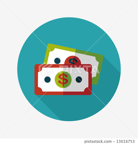 shopping money cash flat icon with long... - Stock Illustration ...