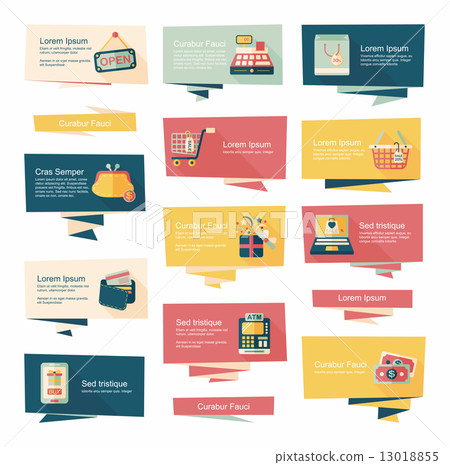 shopping banner flat design background set, eps10 - Stock Illustration ...