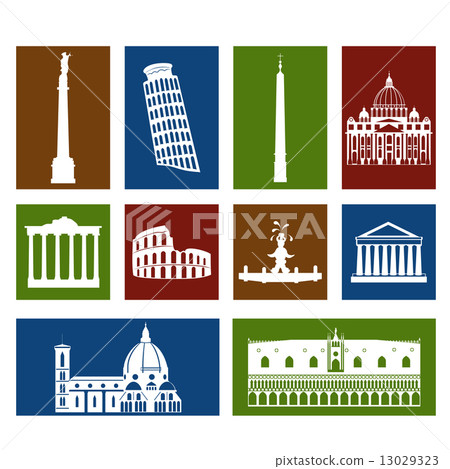 Landmarks of Italy set - Stock Illustration [13029323] - PIXTA