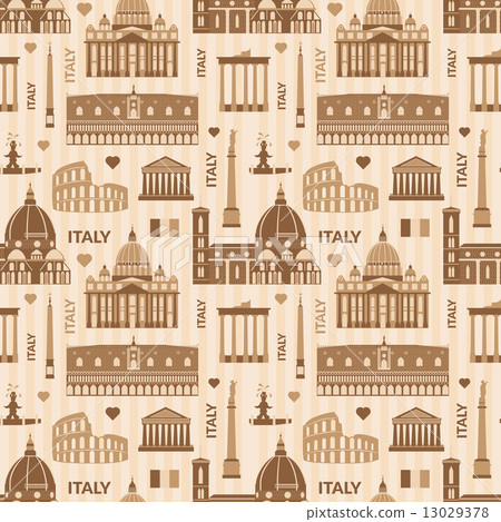 Landmarks of Italy seamless pattern - Stock Illustration [13029378] - PIXTA