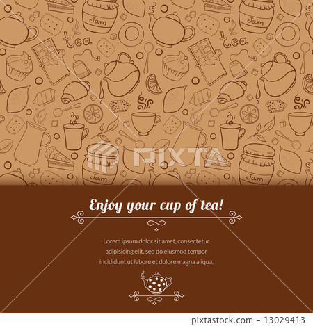 Tea and sweets vector background - Stock Illustration [13029413] - PIXTA