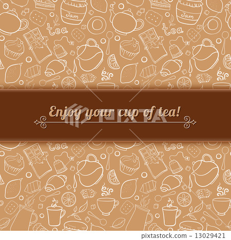 Tea and sweets vector background - Stock Illustration [13029421] - PIXTA