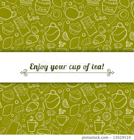 Tea and sweets vector background - Stock Illustration [13029510] - PIXTA