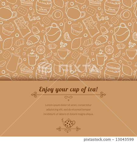 Tea and sweets vector background - Stock Illustration [13043599] - PIXTA