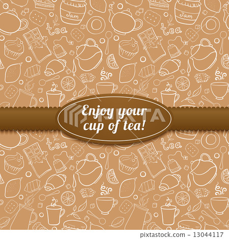 Tea and sweets vector background - Stock Illustration [13044117] - PIXTA