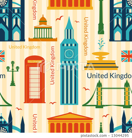 Seamless pattern with landmarks of United Kingdom - Stock Illustration ...