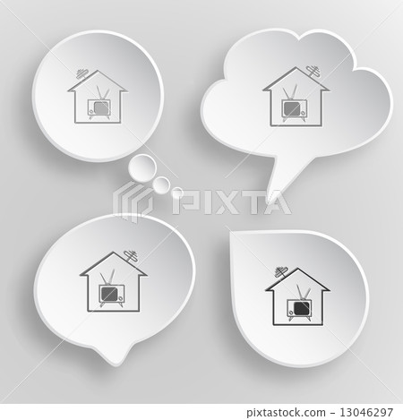 Home TV. White flat vector buttons on gray...-插圖素材 [13046297] - PIXTA圖庫