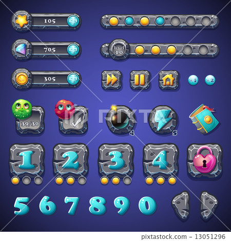 Set stone buttons, progress bars, bars objects,... - Stock Illustration ...