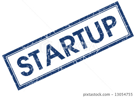 startup blue square stamp isolated on white... - Stock Illustration ...