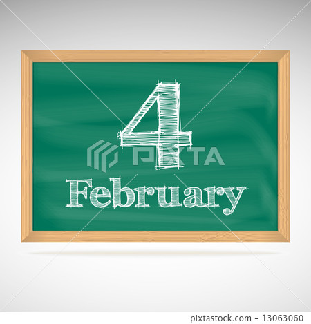 February 4, inscription in chalk on a blackboard - Stock Illustration ...