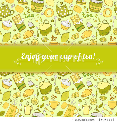 Tea and sweets vector background - Stock Illustration [13064541] - PIXTA