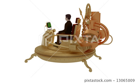 Retro futuristic time machine / person with... - Stock Illustration ...