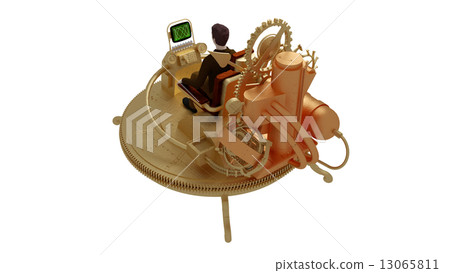 Retro futuristic time machine / person with... - Stock Illustration ...